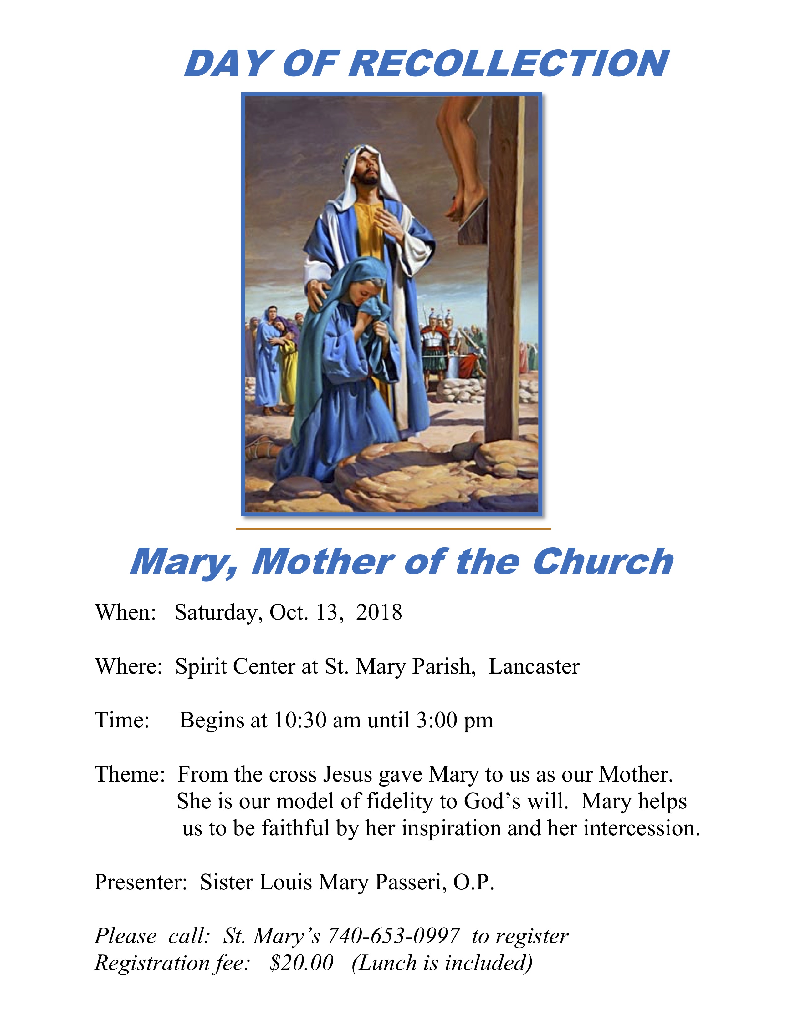 Day of Recollection with Sr. Louis Mary - Saturday, 13 October - The ...