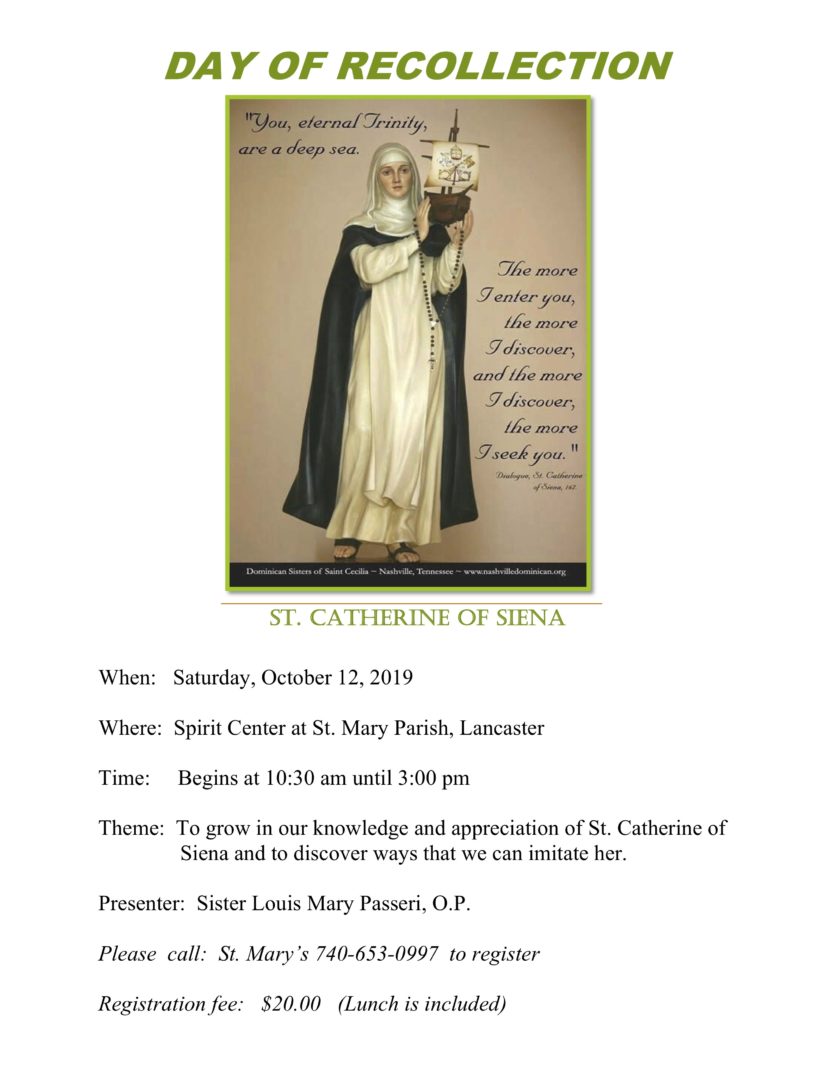 Day of Recollection with Sr. Louis Mary - Sat. 12 October - The ...
